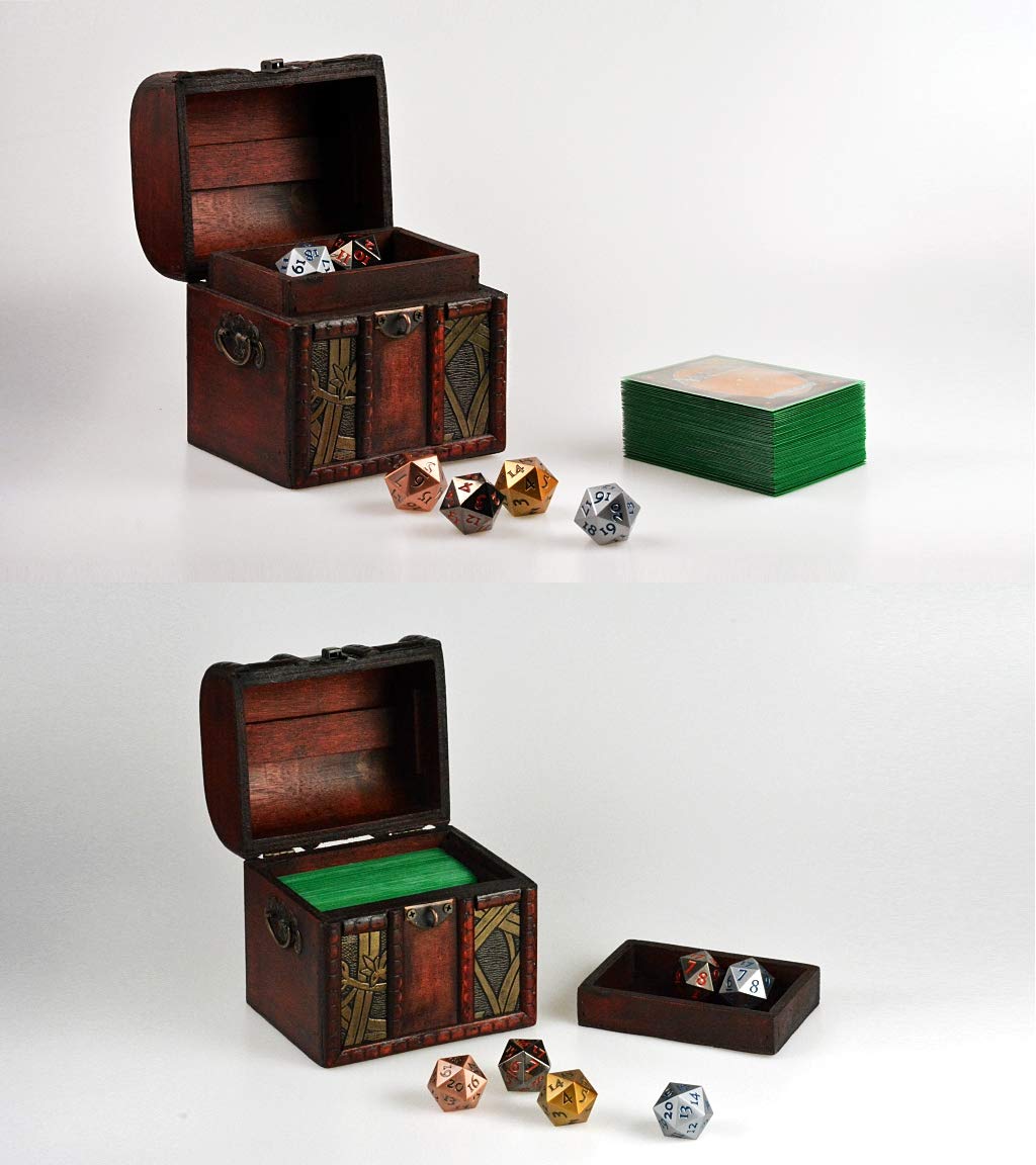 KakapopoTCG Elven Chest (Harmony) Lockable Wood Deck and Counter Box Trading Cards MTG Magic FaB TCG YGO PTCG EDH Commander Box Dice Box DnD Spell Card Box
