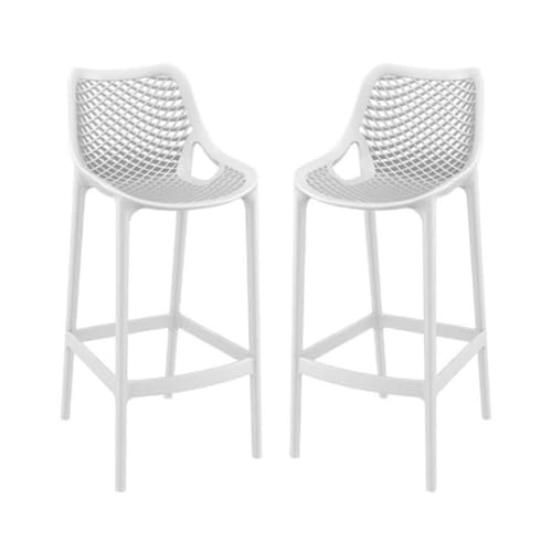 Home Square Polypropylene Patio Bar Stool in White - Set of 2