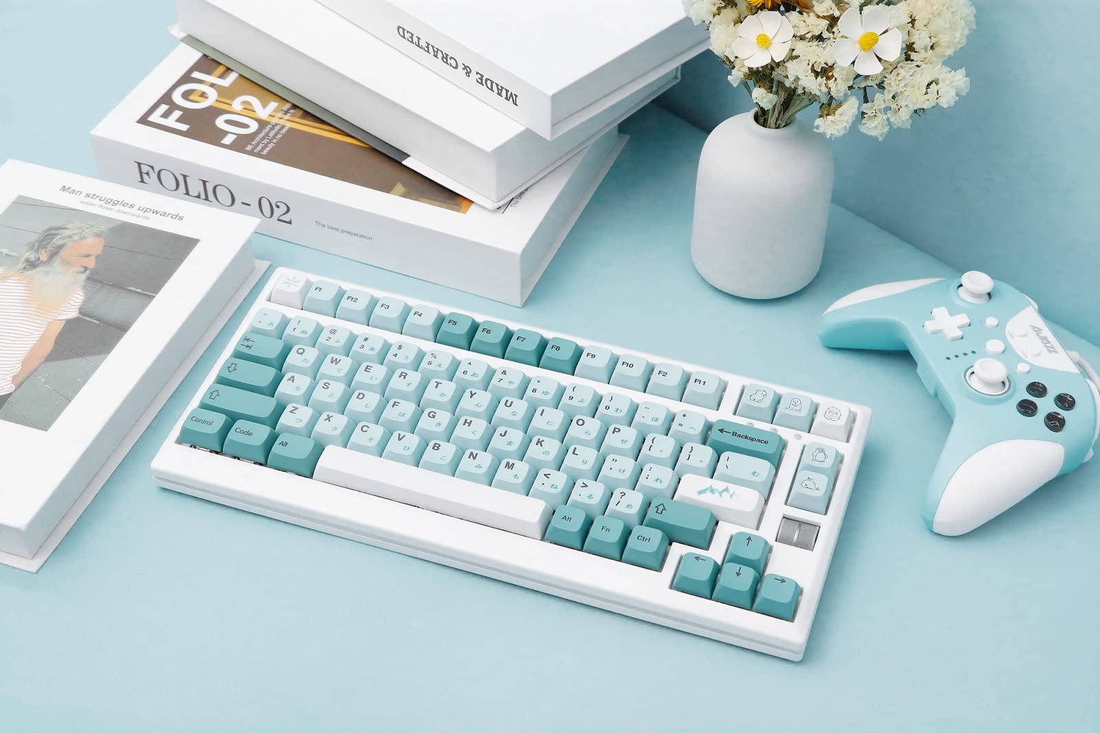 EPOMAKER Eclair 75% Hot Swappable Programmable RGB Bluetooth 5.0/2.4GHz/Wired Gaming Keyboard Kit NKRO with Sound Absorption Foam, Multimedia Wheel Control, 3000mAh Battery for Mac/Win (Eclair White)