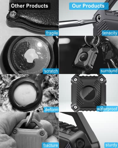 DEERLET IP68 Waterproof Airtag Holder 2 Pack,Hard TPU Airtag Keychain, 360° Full Protection Airtag Case with Key Chain for Key,Luggage,Dog Collar, Compatible Apple Air tag.