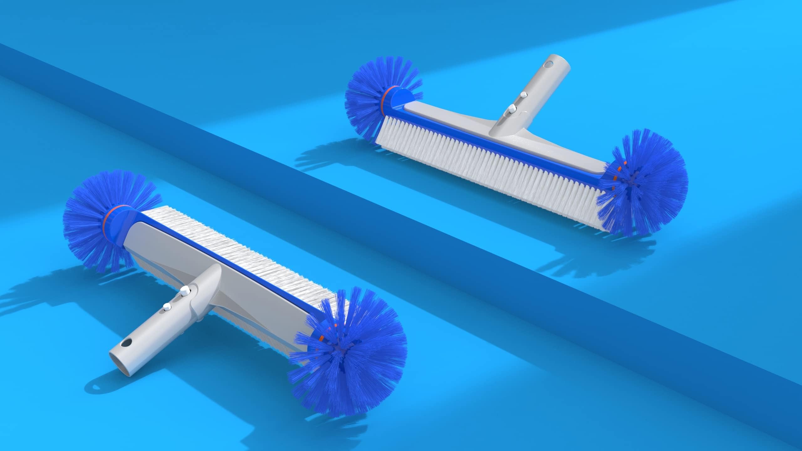 Cheerclean Pool Brush, Hemispherical Bristles, Pool Cleaning Brush Head, Pool Wall Brush with Aluminum Handle Pool Brushes for Cleaning Pool Walls