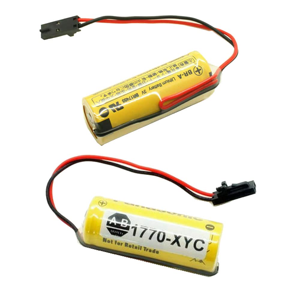 BAOBUTE 8PCS 3V 1770-XYC 3V 1800mAh Lithium PLC Battery Replacement for 1770-XYC/A 1770-XYB 1756-BA1 with Black Plug