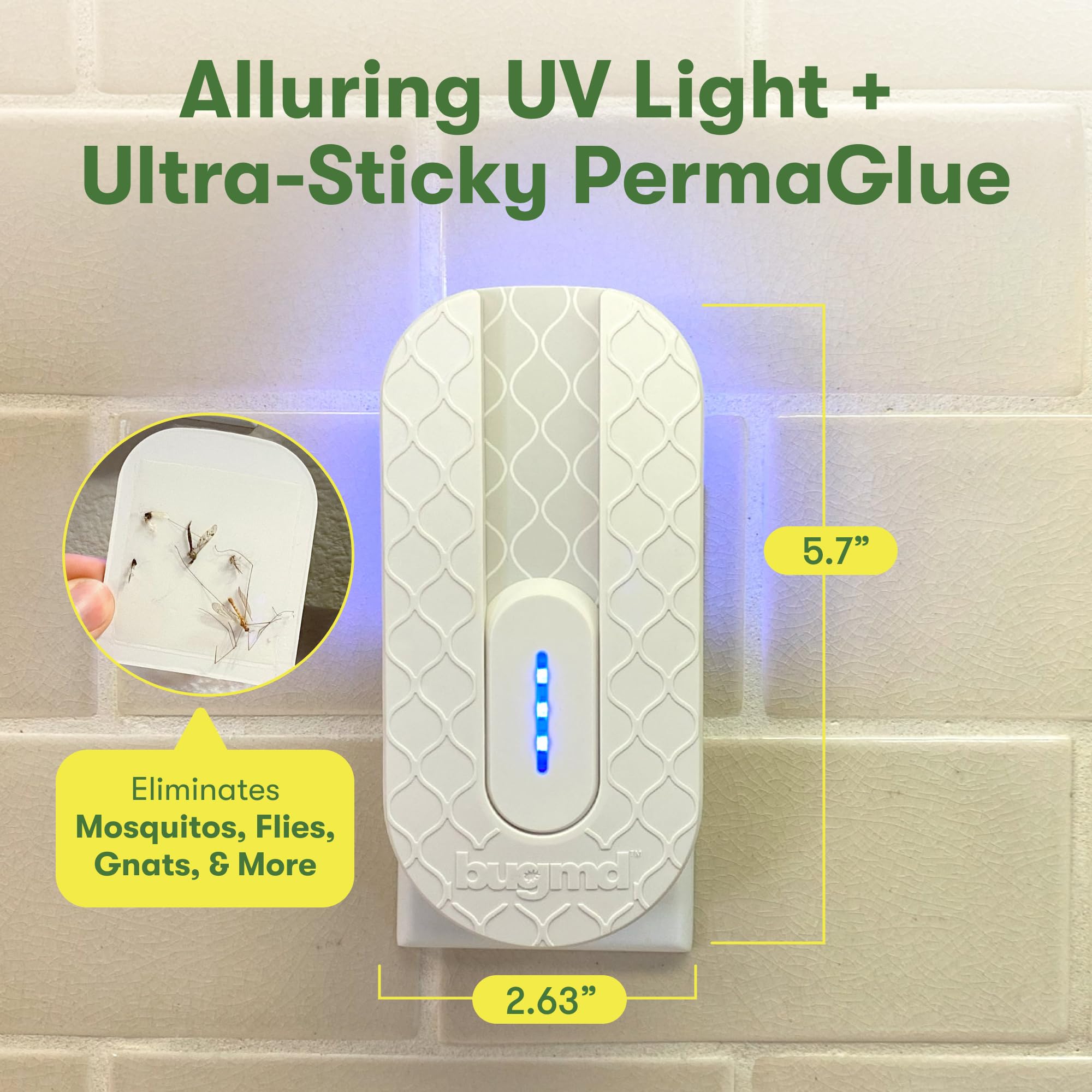 BugMD No Buzz Zone - Flying Insect Trap Catcher Indoor Fly Safer Home Fruit Traps for Gnat Moth Mosquito Bug Light Plug in Killer Refillable Uv Zapper Flea Inside and Indoors