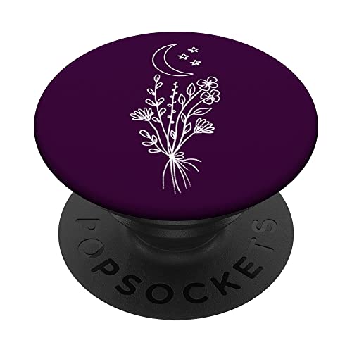 Eggplant Dark Purple - Boho Moon Wildflower Floral PopSockets Swappable PopGrip