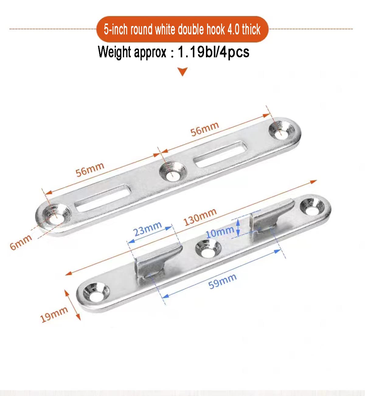 BETOCI Bed Rail Fasteners 5.12" Wood Bed Rail Connecting Fittings Heavy Duty Bed Frame Rail Hardware Set of 4