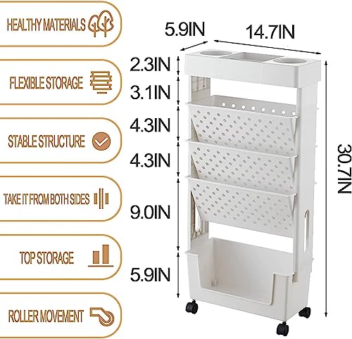 Bookshelves and Bookcases on Wheels: Rolling File Folder Rack & Office Shelf Organizer - Movable Bookshelf for Kids Room, Home School Classroom & Bedroom-Desk Organizers and Storage to Organize Home