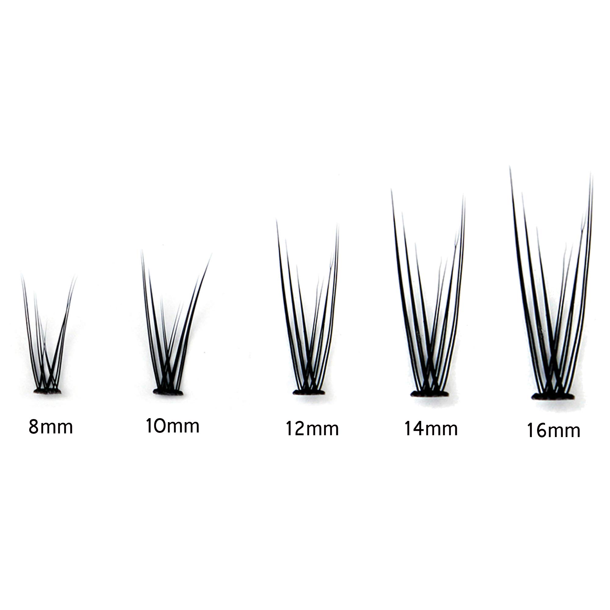 Bodermincer 120pcs 8mm/10mm/12mm/14mm/16mm to Choose Fish Tail Design 0.1 C Curl 3D Individual Mink False Eyelashes Extension Soft Black Fake False Eye Lashes （16mm）