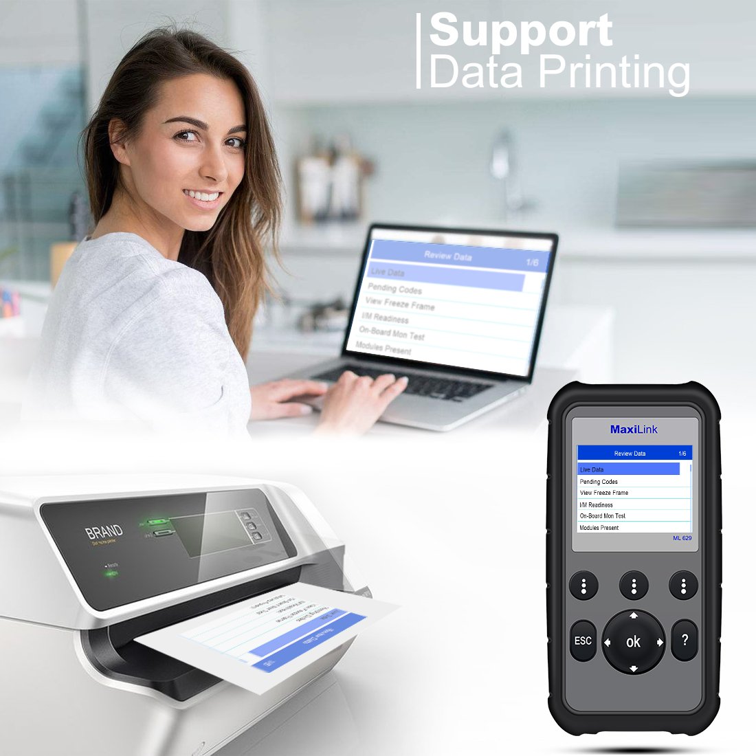 Autel OBD2 Scanner Diagnostic Code Reader ML629 - ABS/SRS/Engine/Transmission MaxiLink 629 Car Diagnostic Tool DTC Lookup AutoVIN Mechanic Car OBDii for Vehicle Engine/Transmission/AirBag/Brake System