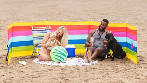 BEACH FENCE Premium 20 ft Beach Windscreen, Privacy Screen, Wind Blocker - Beach Colors, Free Rubber Mallet and Carry Bag Included