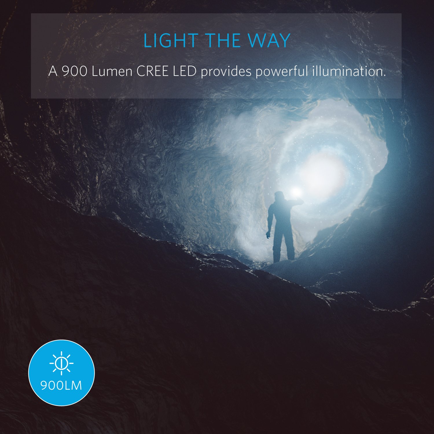 Anker Bolder LC90 2-Cell Rechargeable Flashlight, IPX5 Water-Resistant, Zoomable, LED Torch (for Camping and Hiking) with Super Bright 900 Lumens CREE LED, 5 Light Modes