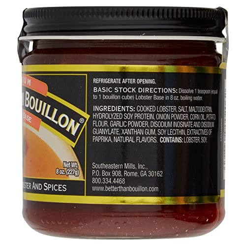 Better Than Bouillon Premium Lobster Base, Made from Select Cooked Lobster & Spices, Makes 9.5 Quarts of Broth 38 Servings, 8 Ounce (Pack of 2)