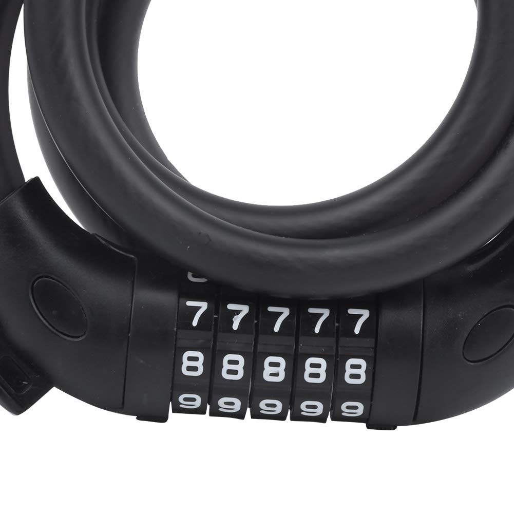 Beaswhca 1.5m Steel Alloy Heat-Treated Portable Anti-Theft bar Lock Disc Brake Lock Mountain Bike Lock 5-Digit Combination Code