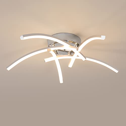 DELIPOP LED Ceiling Light Fixtures, 30W 3000K Curved Design Semi Flush Mount Ceiling Light, 2750LM Light Fixtures Ceiling Mount Modern LED Ceiling Light for Hallway Bedroom Kitchen Living Room