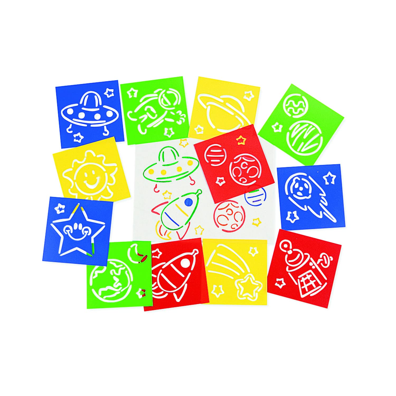Fun Express Awesome Outer Space! Stencils - Educational and Learning Activities for Kids - VBS Vacation Bible School Supplies/Decor - 12 Pieces