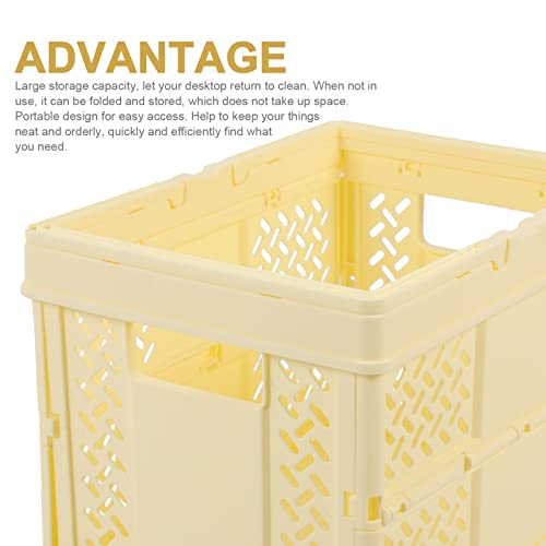 Cabilock Home Collapsible Storage Crates Case Portable Household Container Kitchen Sundry Bedroom Snack Bin for Organizer Basket Basket: Small Handle Plastic Bins Office Bathroom Folding