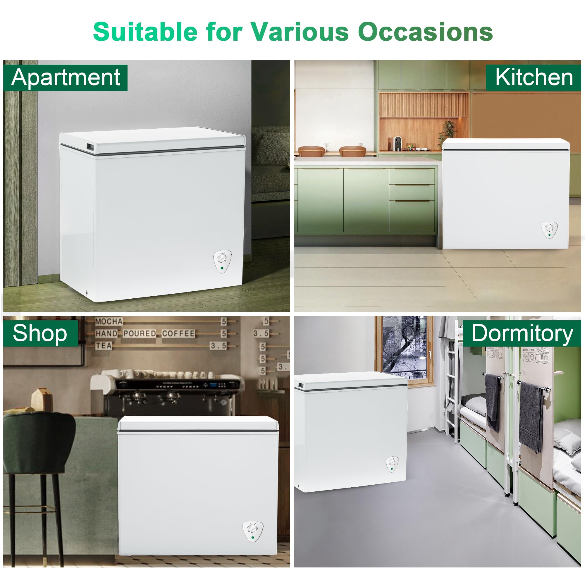 Chest Freezer 7.0 Cubic Feet with Removable Basket, Large Chest Freezer with 7 Adjustable Thermostat, Quiet Freezer Free-Standing Top Door Energy Saving Suitable for Dorm/Home/RVs, White