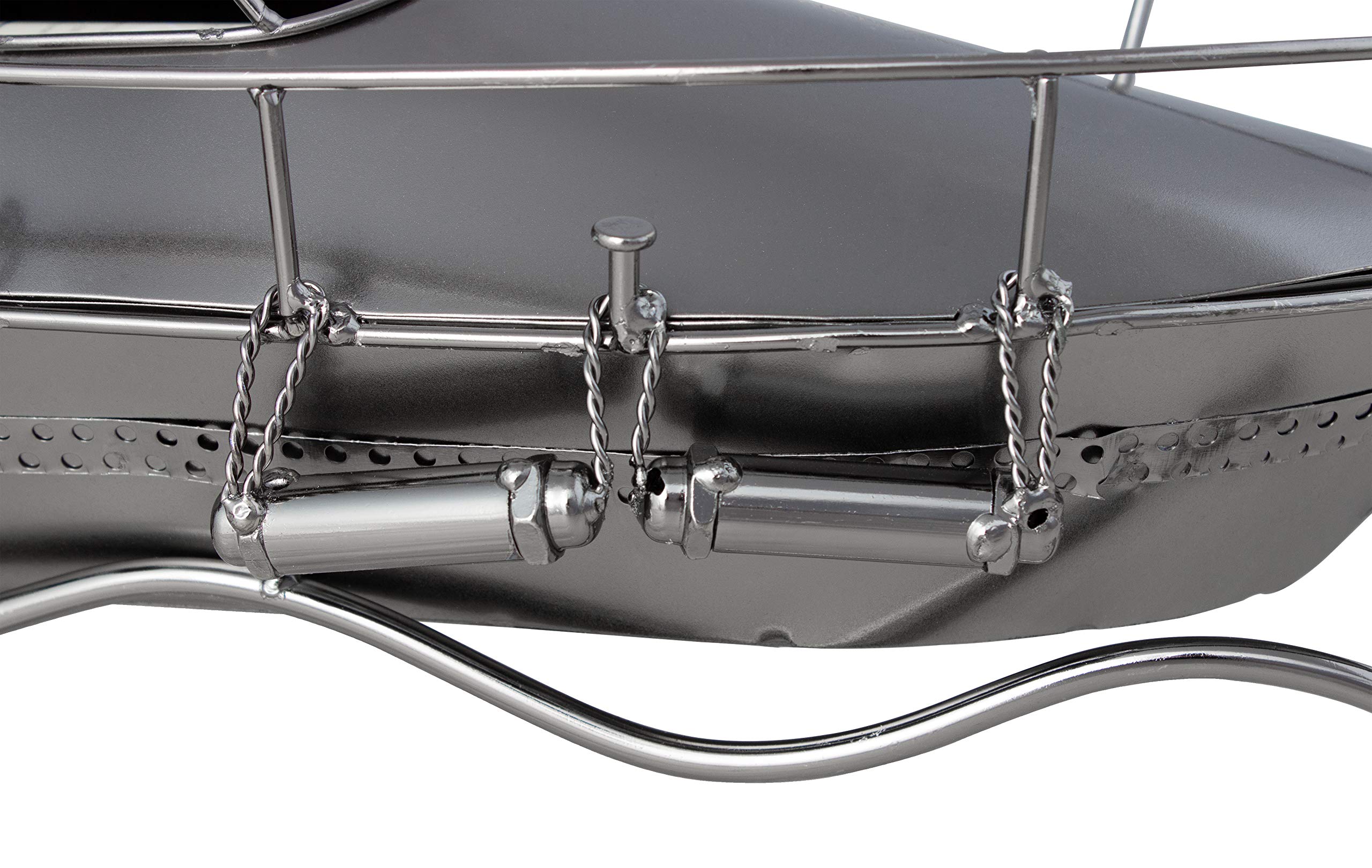 BRUBAKER Wine Bottle Holder 'Motor Boat' - Table Top Metal Sculpture - with Greeting Card
