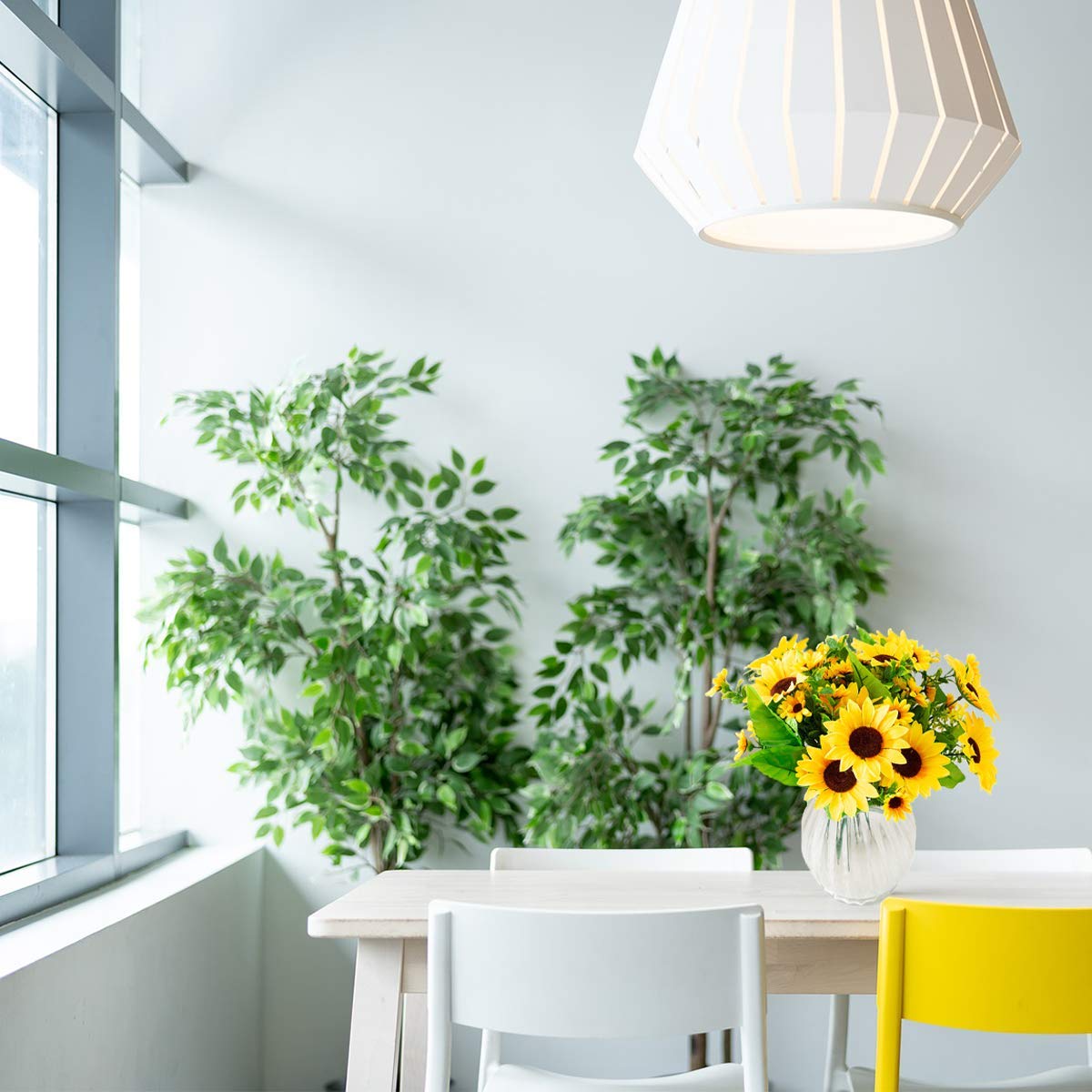 Artificial Sunflower 3 Bouquet | Artificial Flowers Silk Fake Faux Fall Yellow Bulk Flowers for Home Decorations Wedding Table Party Garden Decor