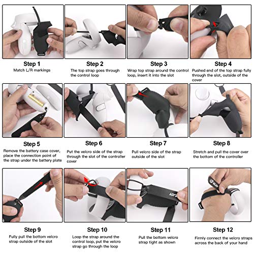 BEJOY Oculus Quest 2 Touch Controller Grip Cover with Knuckle Strap, Touch Controller Grip Protective Sleeve, Adjustable Knuckle Strap, Sweat-Proof, Non-Slip, Black