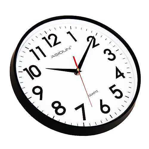 Eimtopy Wall Clock 10 Inch Silent Quality Quartz Battery Classic Digital Clock Modern Wall Clock for Office Bedroom Living Room Kitchen Home School Decor