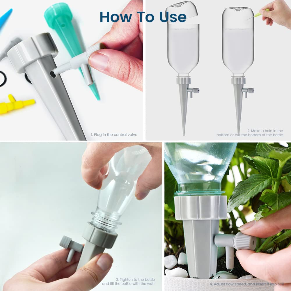 eusbon 18PCS Plant Self-Water Spikes Watering Devices, Adjustable Watering System with Control Valve Switch for Indoor Outdoor Plants Vegetables