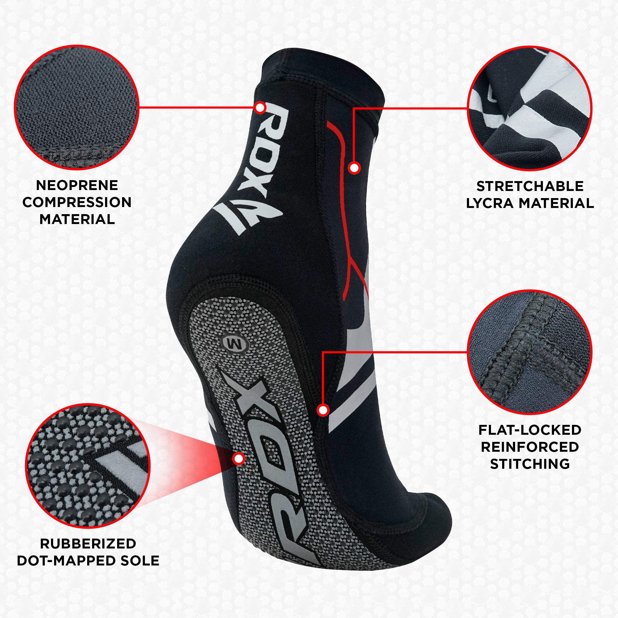 Authentic RDX MMA Grip Training Fight Socks Boxing Foot Ankle Shin Boots Shoes Guards (M)