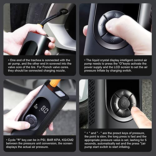 DNA MOTORING TOOLS-00270 150 PSI Wireless Portable Air Pump Tire Inflator for Inflating Car, Truck & Motorcycle Tires, Balls