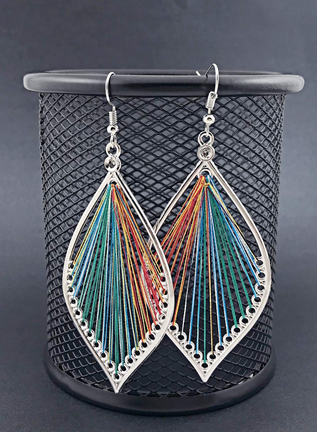 Earrings for Women Colorful Layered Tassel Earrings Bohemian Dangle Drop Tiered Tassel Druzy Stud Earrings Women Gifts