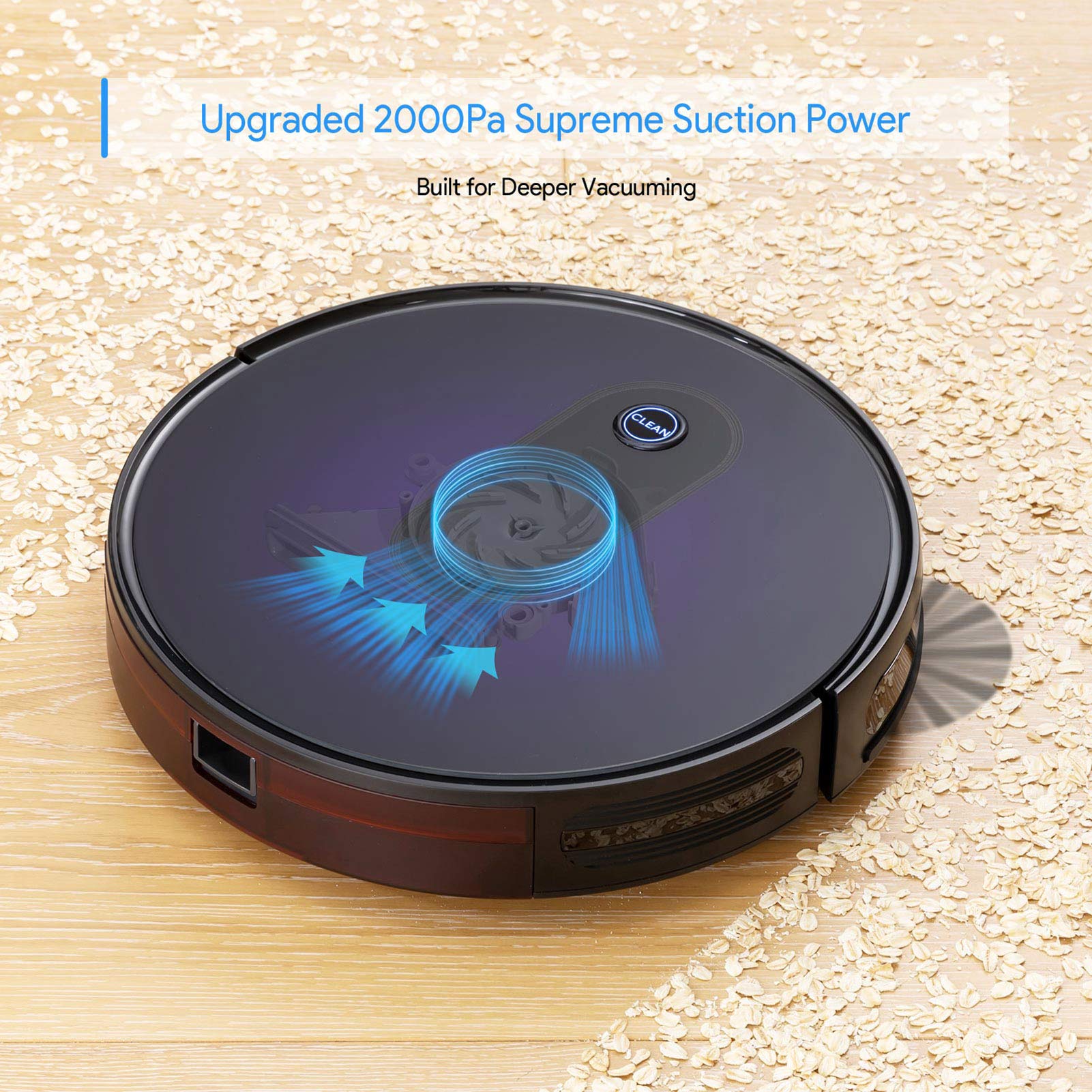 Bagotte Robot Vacuum,Upgraded 2000Pa Strong Suction Robotic Vacuum Cleaners,Automatic Carpet Boost,2.7in Thin,Super Quiet,Self-Charging with Boundary Strips,for Hardwood Floor Carpet Tile Pet Hair