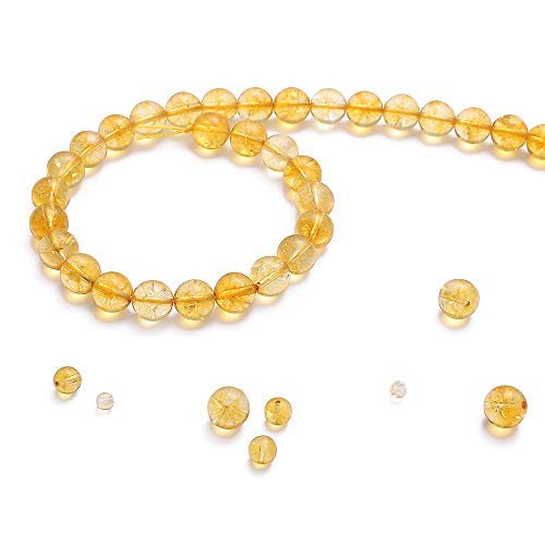 BEADIA Natural Yellow Quartz Crystal Stone Round Loose Semi Gemstone Beads for Jewelry Making 6MM 61PCS