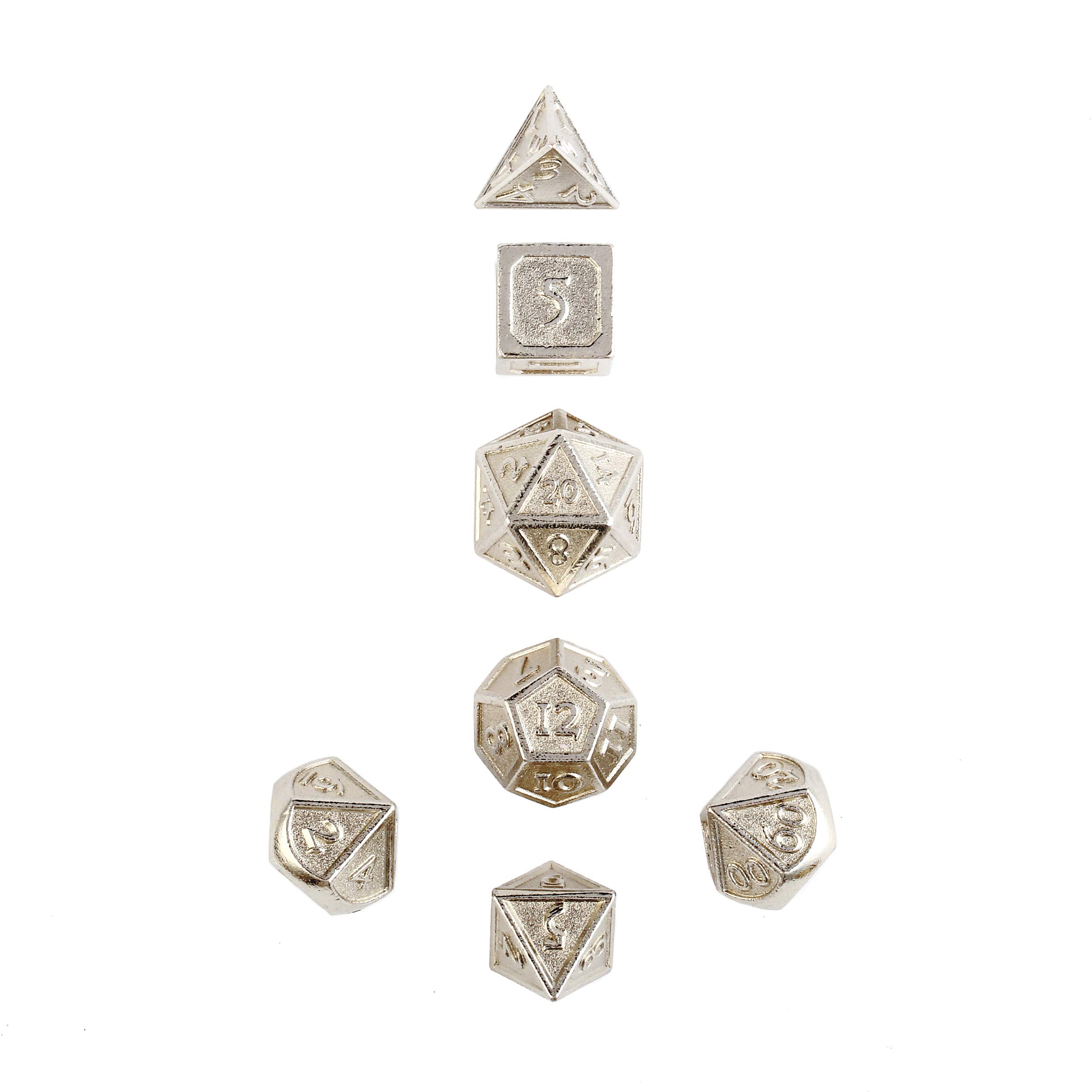 HEIMDALLR Metal DND Dice Set 7pcs - Indestructible Metal Dice Set w/Dice Bag; D&D Dice Set D&D (Dungeons and Dragons Dice Set) w/ D20 Dice - Blacksmith Craft Dice (Weathered Bronze)