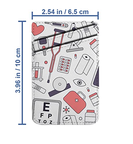 Diascia Pack of 2 - Cellphone Stick on Leather Cardholder ( Medical Pharmaceutical Hospital Pattern Pattern ) ID Credit Card Pouch Wallet Pocket Sleeve