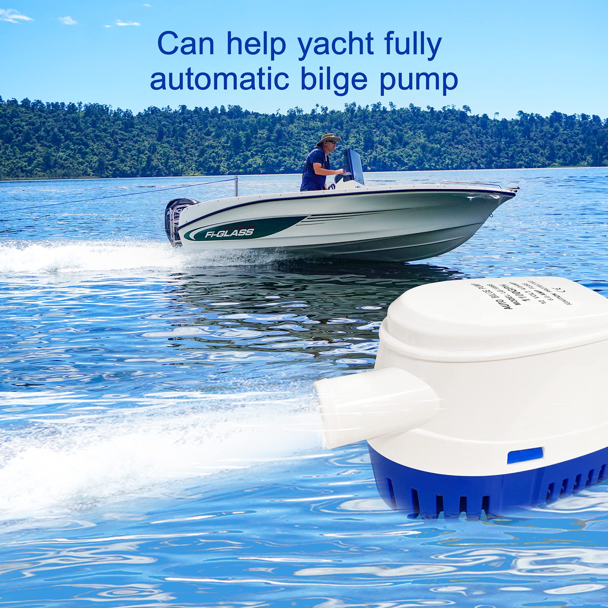 Automatic Bilge Pump 12V 1100GPH Submersible Boat Bilge Water Pump Auto with Float Switch Bilge Pump for Boat