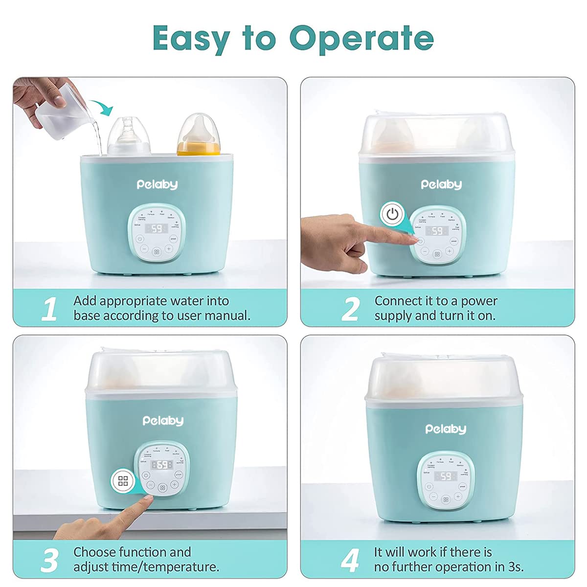 BEMISO Baby Bottle Warmer, 6-in-1 Bottle Warmer for Breastmilk or Formula with LCD Display Smart Temperature Control & Timer, Fast Baby Food Bottle Warmer & Defrost Without Any Losing Nutrition