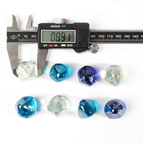 Chilli Cosmos Fire Glass Diamond 1 InchFire Pit Glass Rocks for Propane or Gas Fire Pit (10 Pounds White/Cobalt Blue/Margarita Azura Blue Blend) Gift Package
