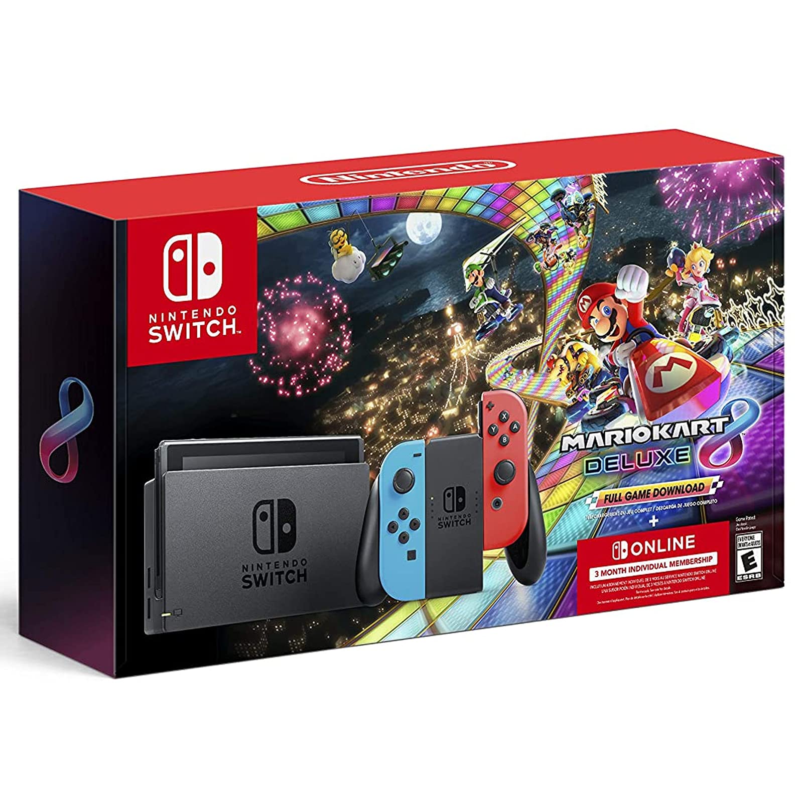 Nintendo 2021 Switch Console Family Holiday Bundle - Neon Mario, 6.2" Touchscreen LCD Display, Bluetooth + NexiGo_ 128GB MicroSD Card Bundle
