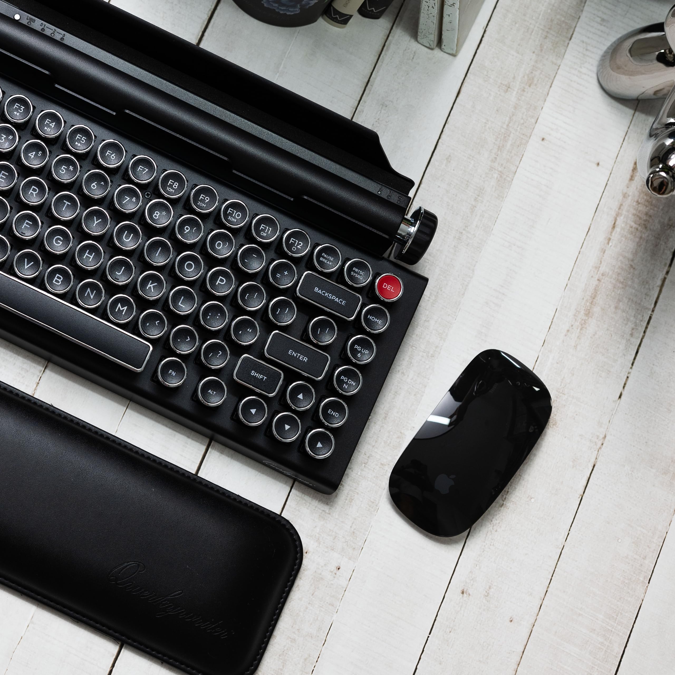 QWERKYTOYS Qwerkywriter Typewriter Inspired Retro Mechanical Wired & Wireless Keyboard with Tablet Stand