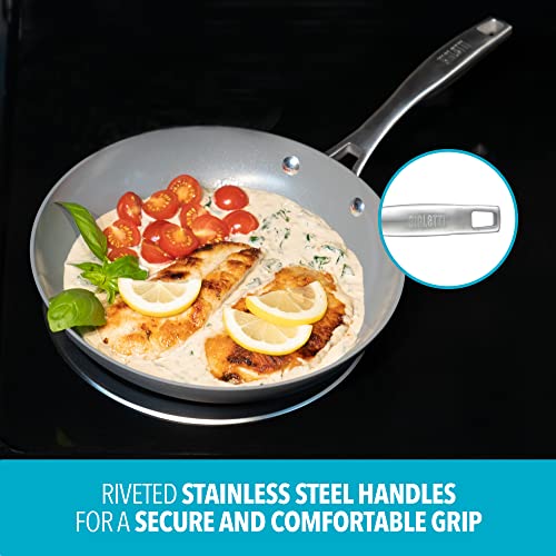 Bialetti 11.75" Ceramic Pro Non-Stick Hard Anodized Aluminum Frying Pan, Gray