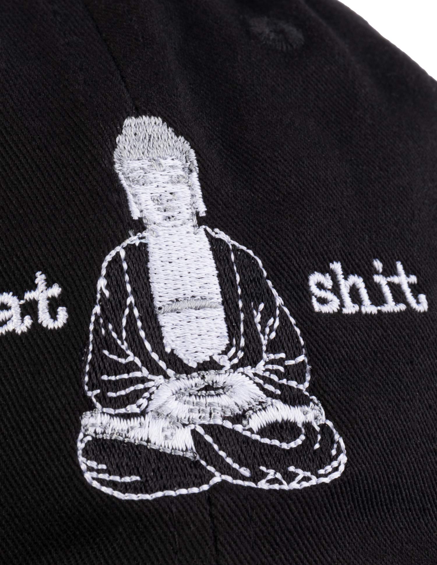 Ann Arbor T-shirt Co. Let That Sh*t Go | Funny Zen Buddha Yoga Mindfulness Peace Hippy Women Men Baseball Cap Dad Hat-(Black)