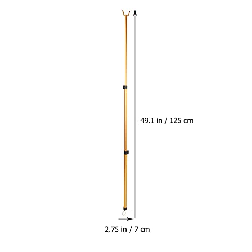 DOITOOL Long Reach Hook 49.1 inch Extended Closet Pole with Utility Hook, Retractable Long Reach Stick Closet Pole Telescoping Long Pole for Clothes, Shutter, Closet, Curtain, Shelf, Ceiling ( Gold )
