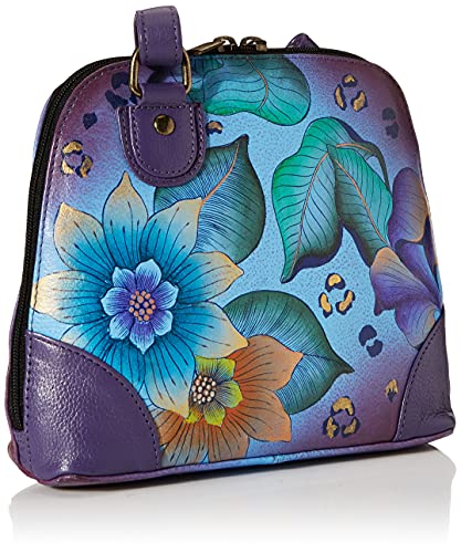 Anna by Anuschka Women's Hand Painted Leather Small Multi Compartment Zip-Around Organizer, Tropical Safari