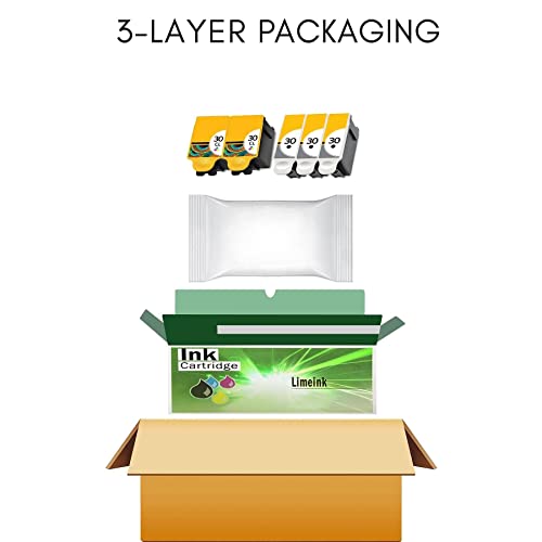 Limeink© 5 Pack Remanufactured 30XL Ink Cartridges (3 Black, 2 Color) Use Replacement for ESP: 3.2, C110, C310, C315, Office 2150, Office 2170, Hero 3.1 Hero 5.1 Series Printers 1550532 1341080