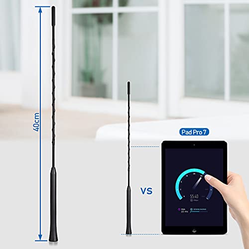 Eightwood Universal Vehicle Antenna Replacement 16 inch, AM FM Roof Mount Car Radio Antenna Mast, Flexible Rubber Antennae with M4 M5 M6 Threaded Adapter
