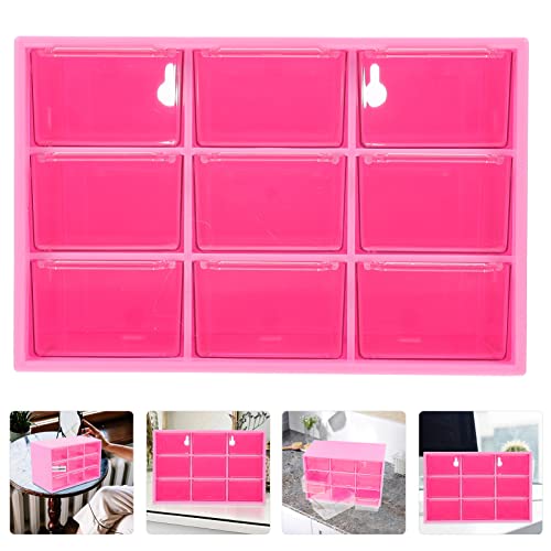 Didiseaon Plastic 3- Layer 9- Drawer Jewelry Box, Compact Storage Organization Drawers Set for Cosmetics, Hair Care, Bathroom, Office, Dorm, Desk, Countertop, 7“X4.6X3.81, Rosy