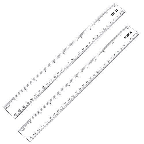 eBoot Plastic Ruler Straight Ruler Plastic Measuring Tool 12 Inches, 2 Pieces (Clear)