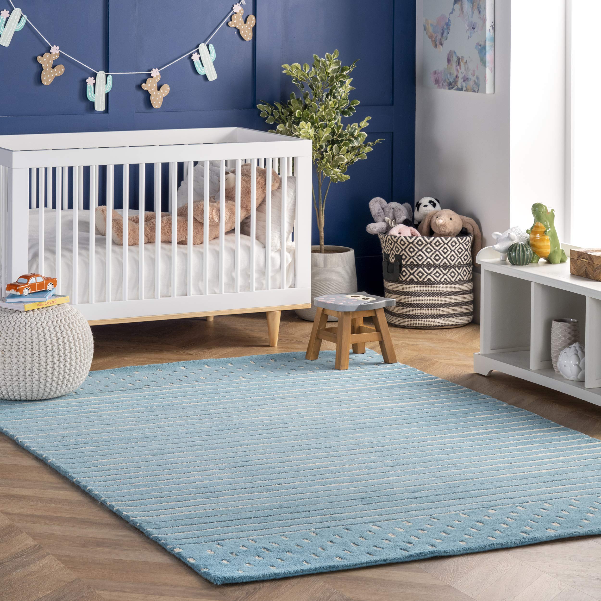 Arvin Olano Mandia Striped Wool Area Rug, 8x10, Charcoal