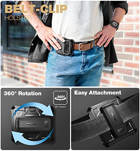 Dexnor Shockproof Case for Samsung Galaxy Z Flip 3 5G,Rugged Bumper Protective Case with Foldable Kickstand, Holster Cover with 360°Rotatable Belt Clip,Black