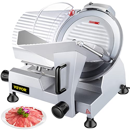 VBENLEM Commercial Meat Slicer,12 inch Electric Meat Slicer Semi-Auto 420W Premium Carbon Steel Blade Adjustable Thickness, Deli Meat Cheese Food Slicer Commercial and for Home use,Sliver
