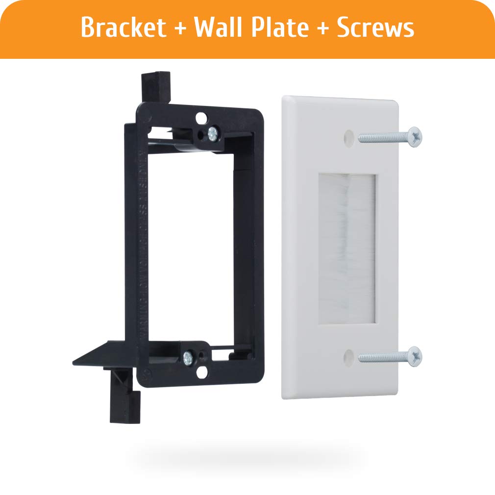 Kebulldola 1 Gang Wall Plate 4 Pack, Large Opening Cable Passthrough Wall Plate, 1-Piece Style with Low Voltage Mounting Bracket