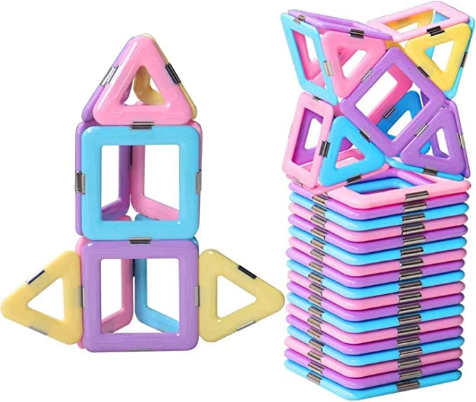 Magnetic Toys Magnet Tiles -3D Macaron Colors Learning & Development Building Blocks, Preschool Educational Construction Kit for Boys Girls Toddlers Gifts(30-Piece)-18